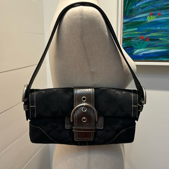 Coach | Bags | Coach Soho Signature Metallic Snakeskin Print Flap Euc ...